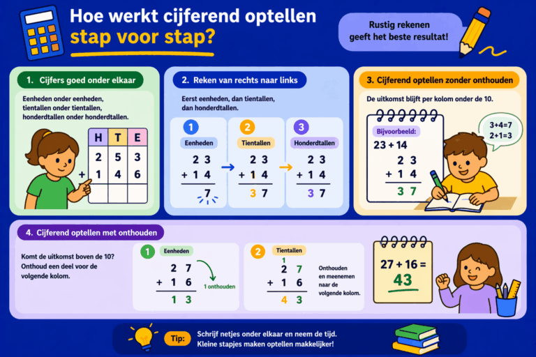 Cijferend optellen uitgelegd voor ouders plus tips en oefeningen