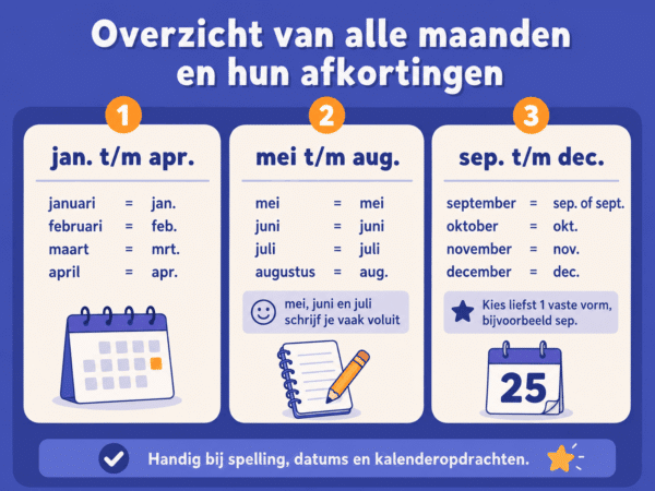 Afkorting maanden: overzicht en uitleg